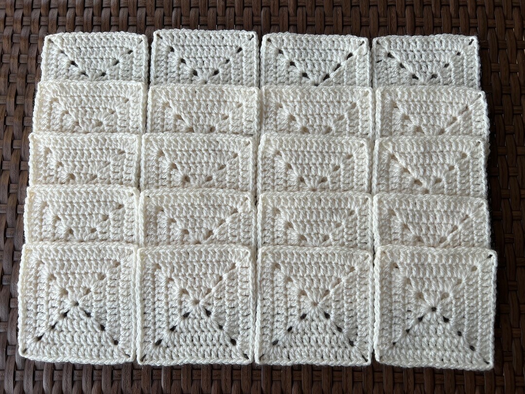 Handmade Crochet Granny Squares, the Set of 20. Solid Crochet Granny ...