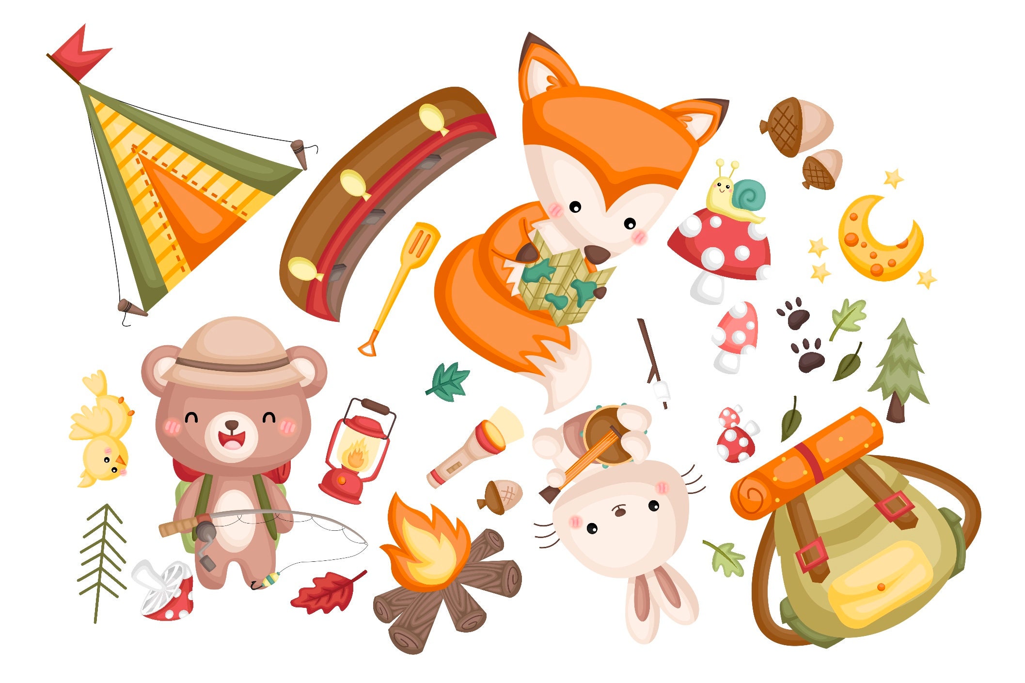 Woodland Animals Clipart Cute Animals Clip Art Safari - Etsy
