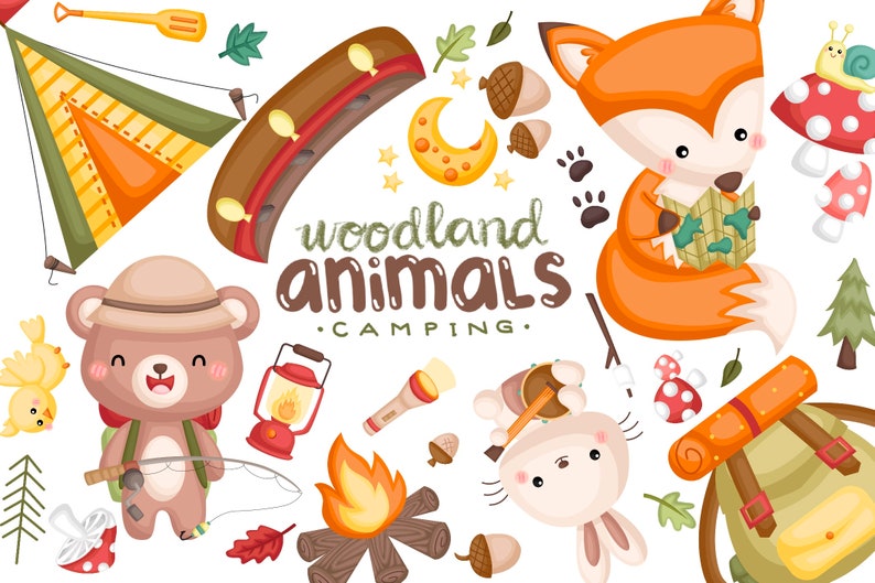 Woodland Animals Clipart Cute Animals Clip Art Safari - Etsy