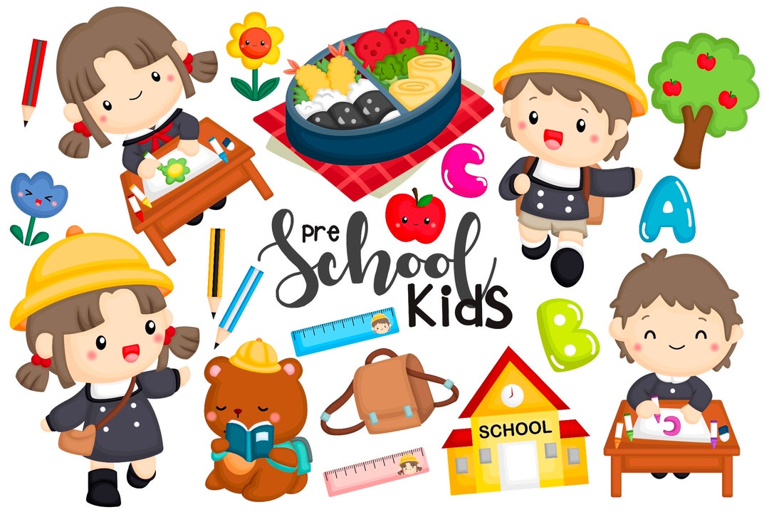 Preschool Kids Clipart Cute Kids Clip Art School Clipart Bento Box Clip ...
