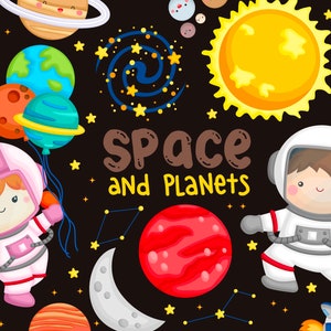 Kids and Space Clipart Solar System Clip Art Space Clip - Etsy