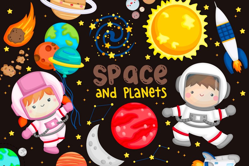 Kids and Space Clipart Solar System Clip Art Space Clip - Etsy