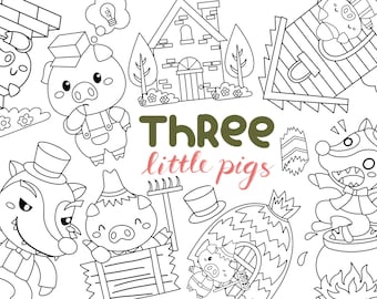 Three Little Pigs Clipart - Etsy