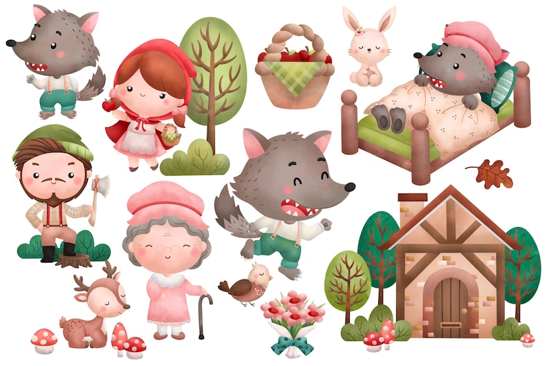 Little Red Riding Hood Clipart Cute Animals Clip Art Storybook Clip Art ...
