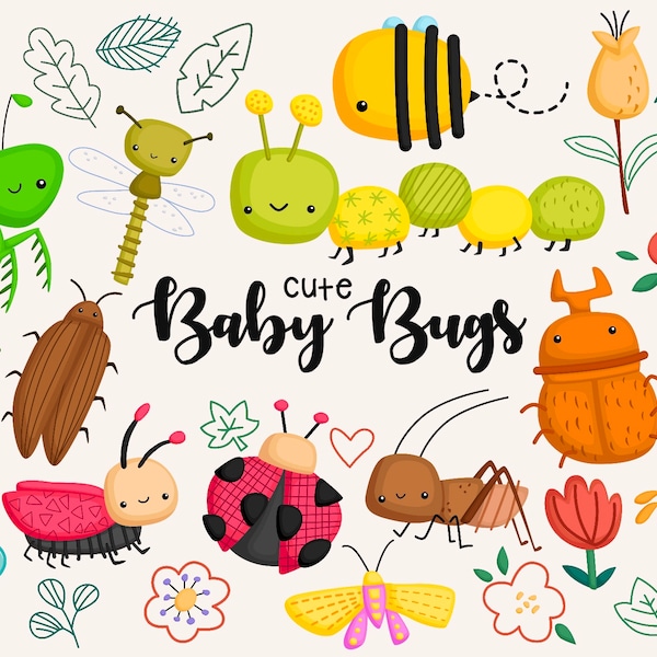 Cute Bugs Clipart - Etsy
