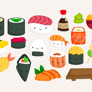 Sushi Clipart Cute Foods Clip Art Kawaii Clip Art Fish Clip Art Rice ...