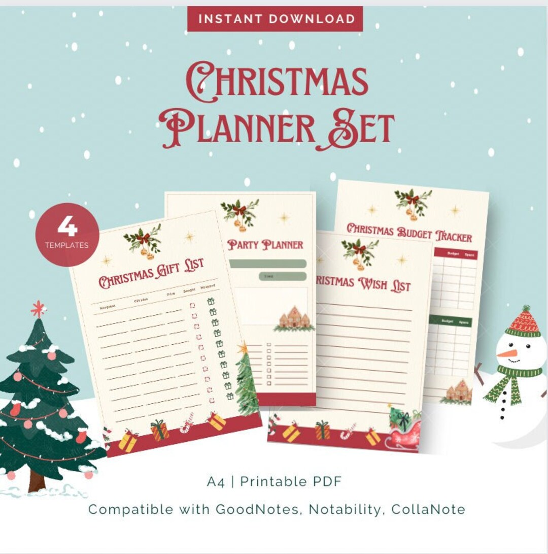 Christmas Planner Party Set B | Printable | 4 Editable Templates ...