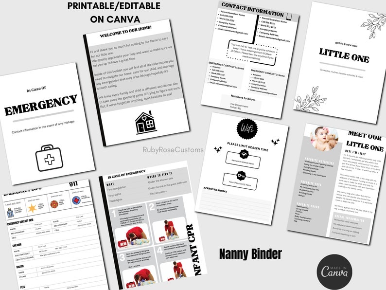 Editable Nanny Binder/ Nanny Notes/ Nanny Agreement/ Nanny Interview ...