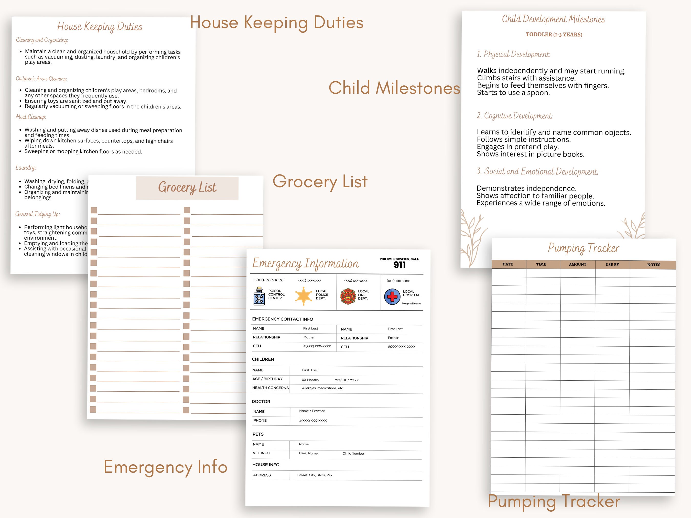 Editable Nanny Binder Nanny Notes Nanny Agreement Nanny Interview