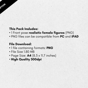 Realistic Model Female Figures • Colored Croquis Template • PNG File ...