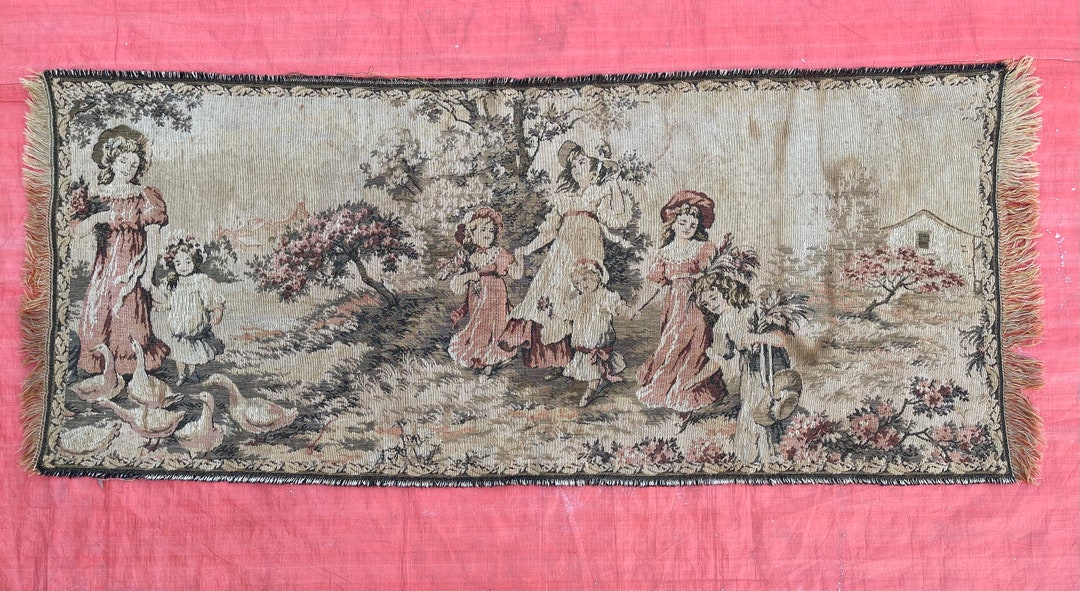 109 46 Cm French Tapestry, Antique Pictorial Tapestry, Tapestry Wall ...
