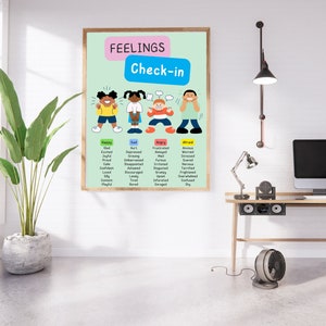 Feelings Check-in Chart Emotions Poster Kid's Mental - Etsy