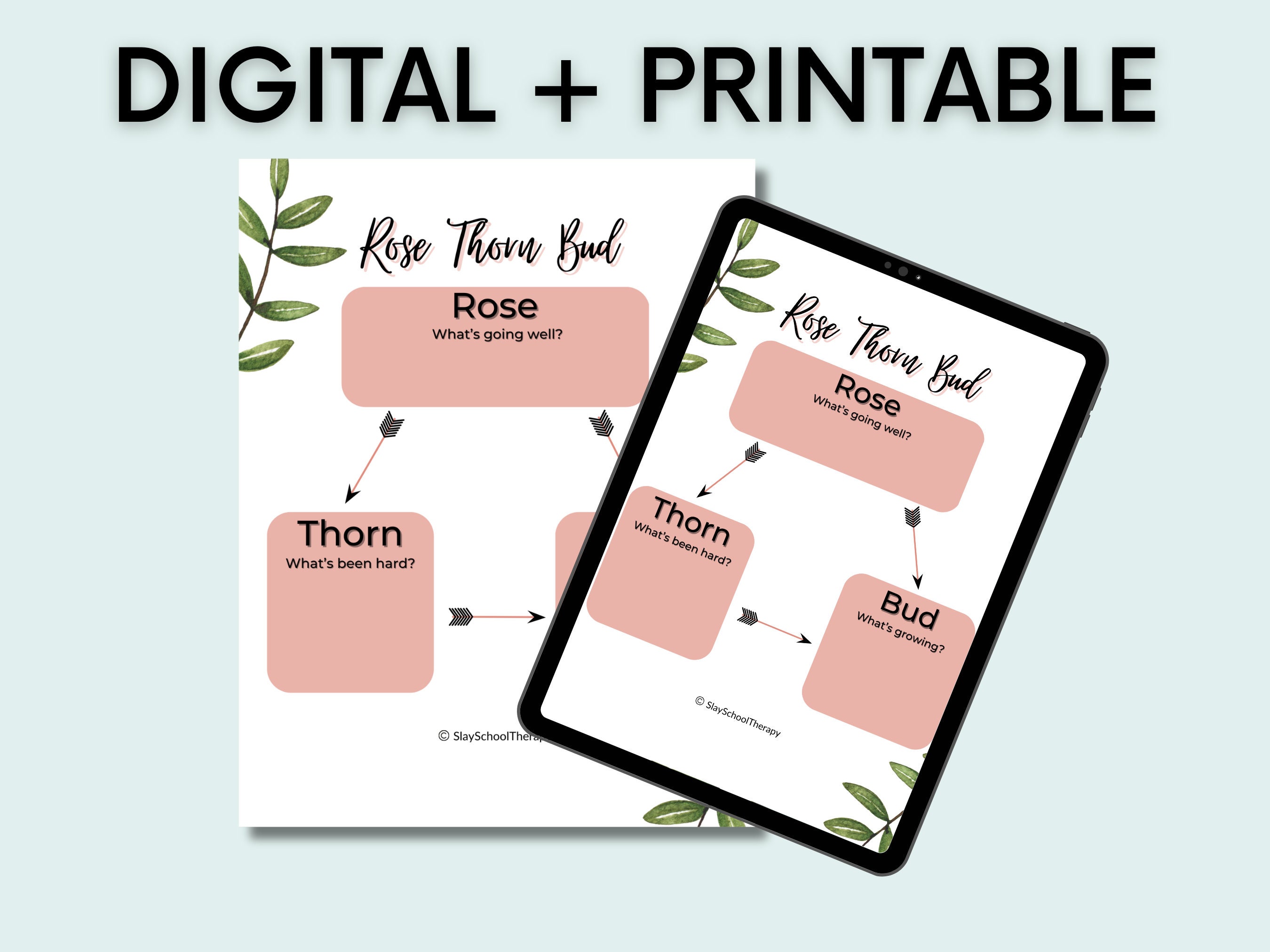 Rose, Thorn, Bud Mindfulness Worksheet, Mental Health Printable ...