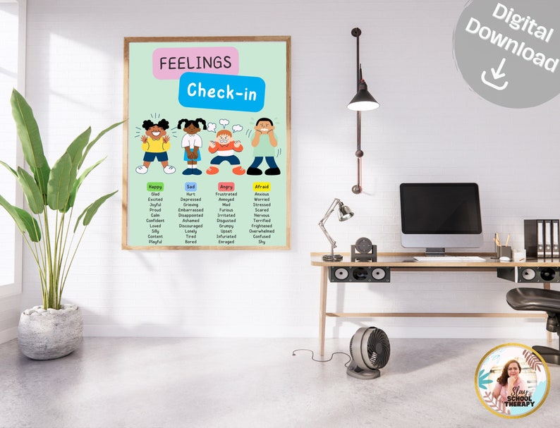 Feelings Check-in Chart Emotions Poster Kid's Mental - Etsy