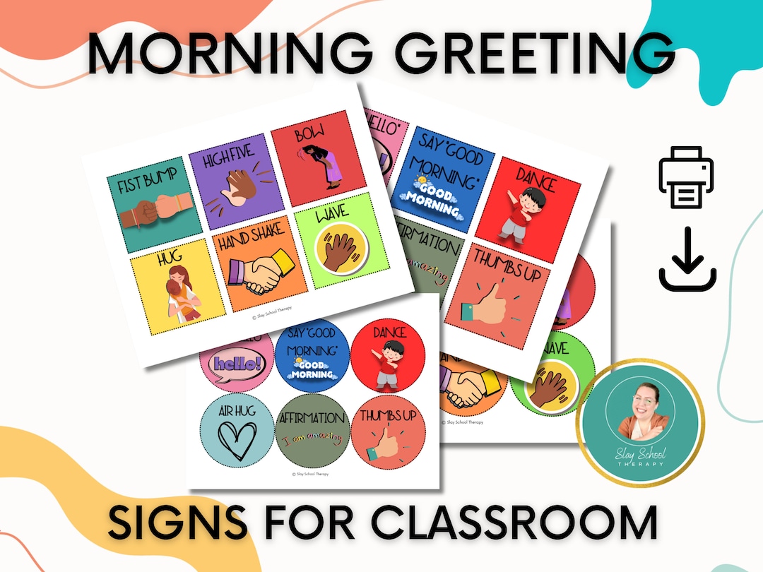 Morning Greeting Classroom Signs Elementary Age Classroom - Etsy