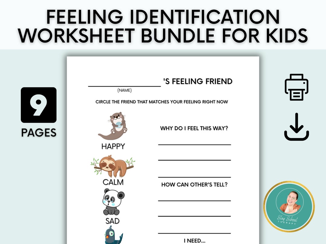 9 Feeling Worksheets Bundle for Kids, Reflection Sheets, Emotion ...