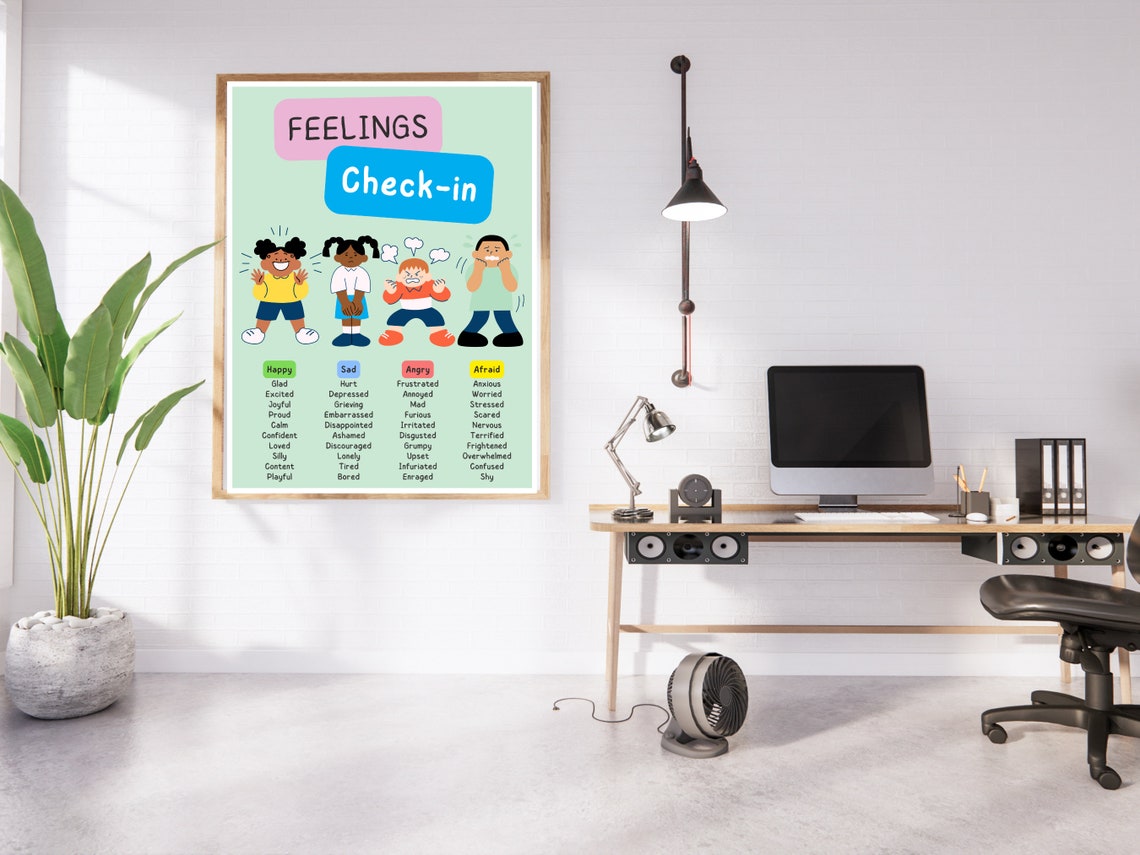 Feelings Check-in Chart, Emotions Poster, Feelings Chart, Emotion ...