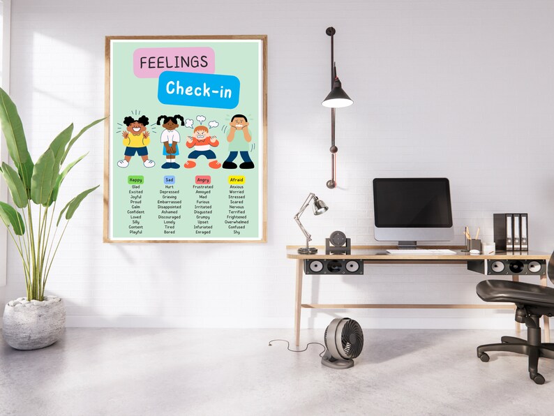 Feelings Check-in Chart, Emotions Poster, Feelings Chart, Emotion ...