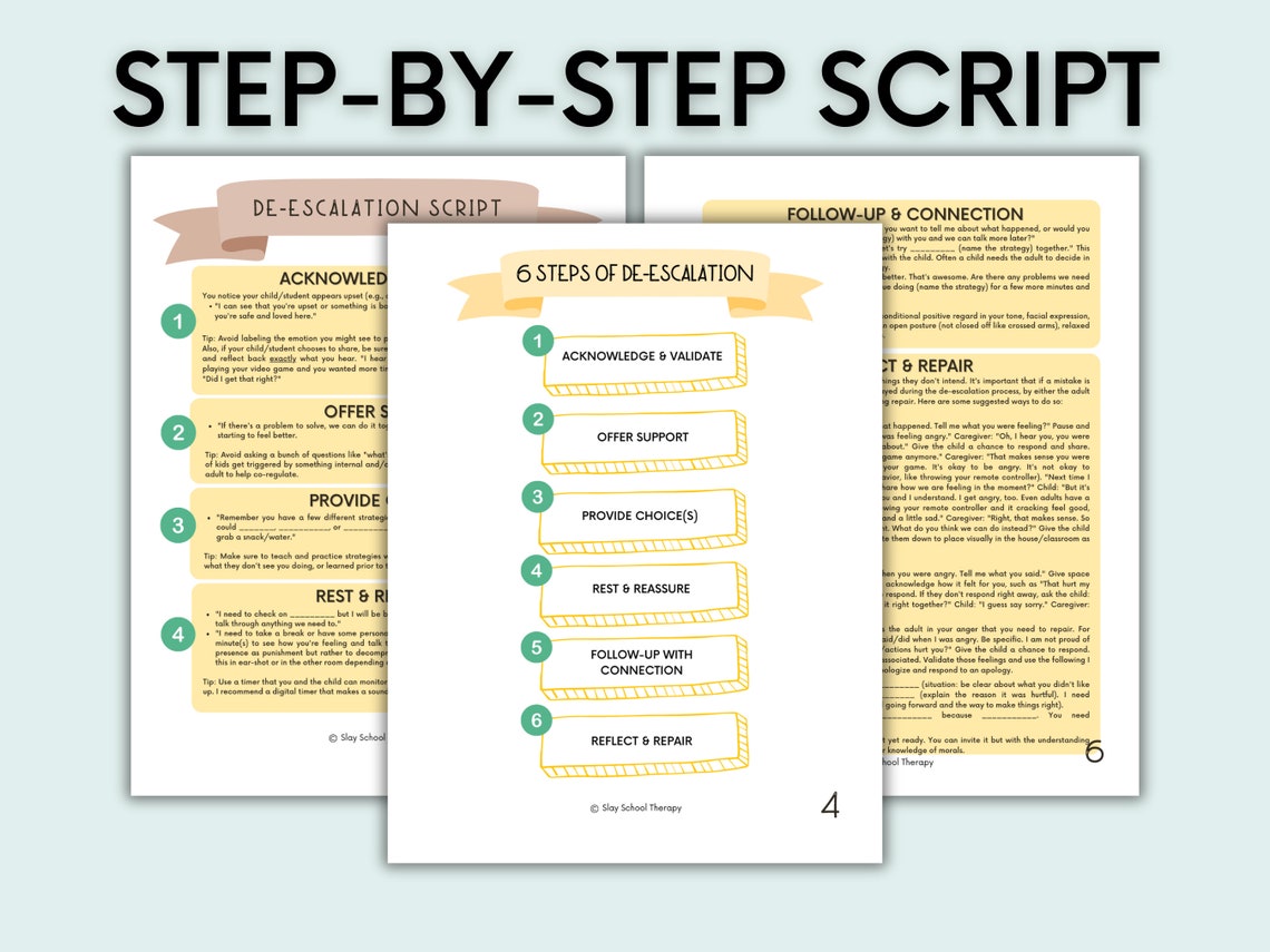 De-escalation Guide, Social Emotional Lesson, Scripts, and Techniques, Non-compliance, Behavior ...