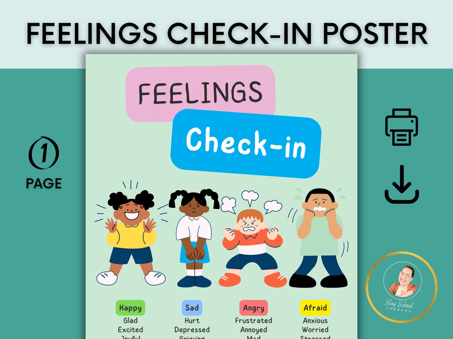 Feelings Check-in Chart, Emotions Poster, Feelings Chart, Emotion ...