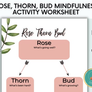 Rose, Thorn, Bud Mindfulness Worksheet, Mental Health Printable ...