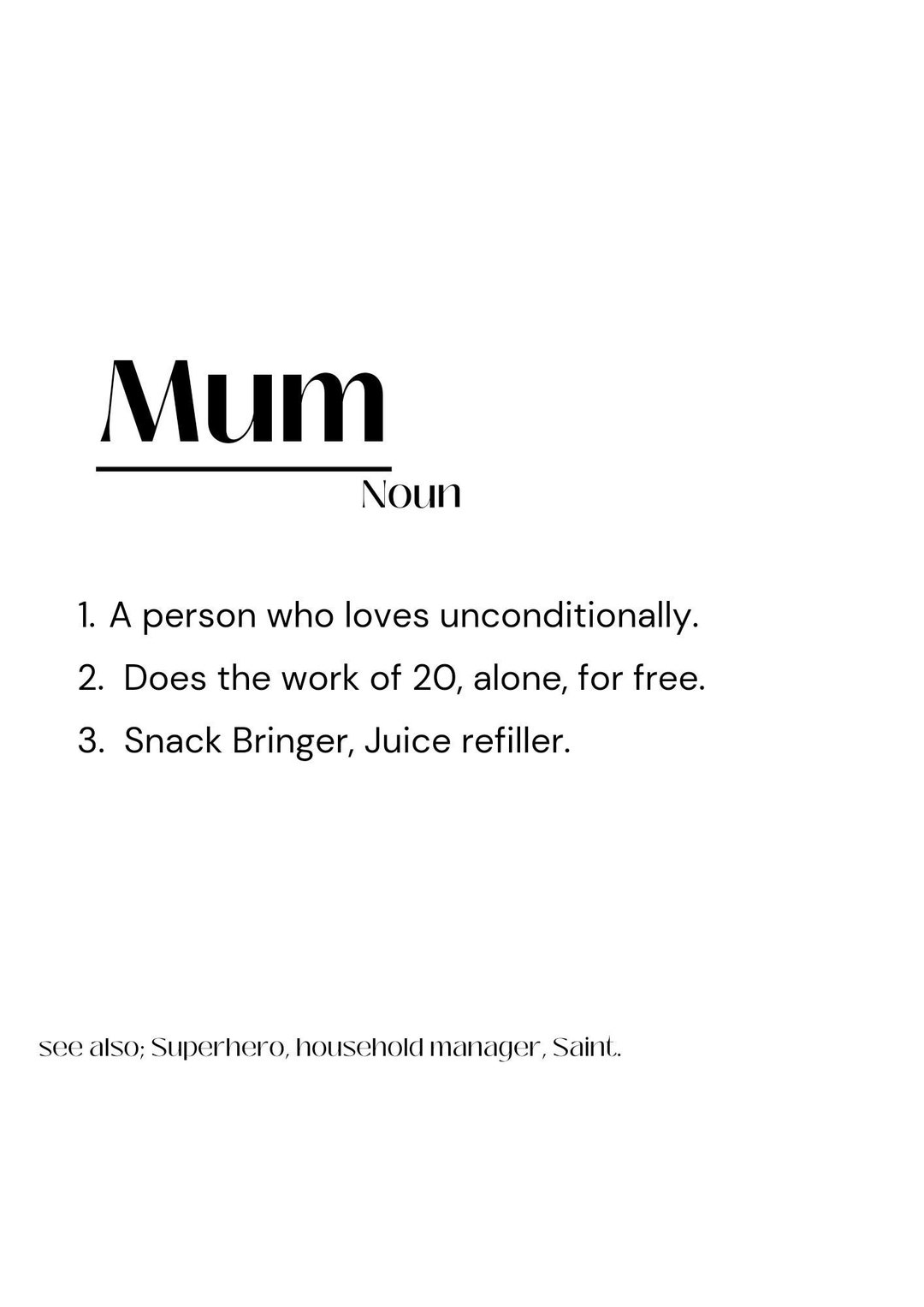 Mum Definition Picture/a4/gift. - Etsy