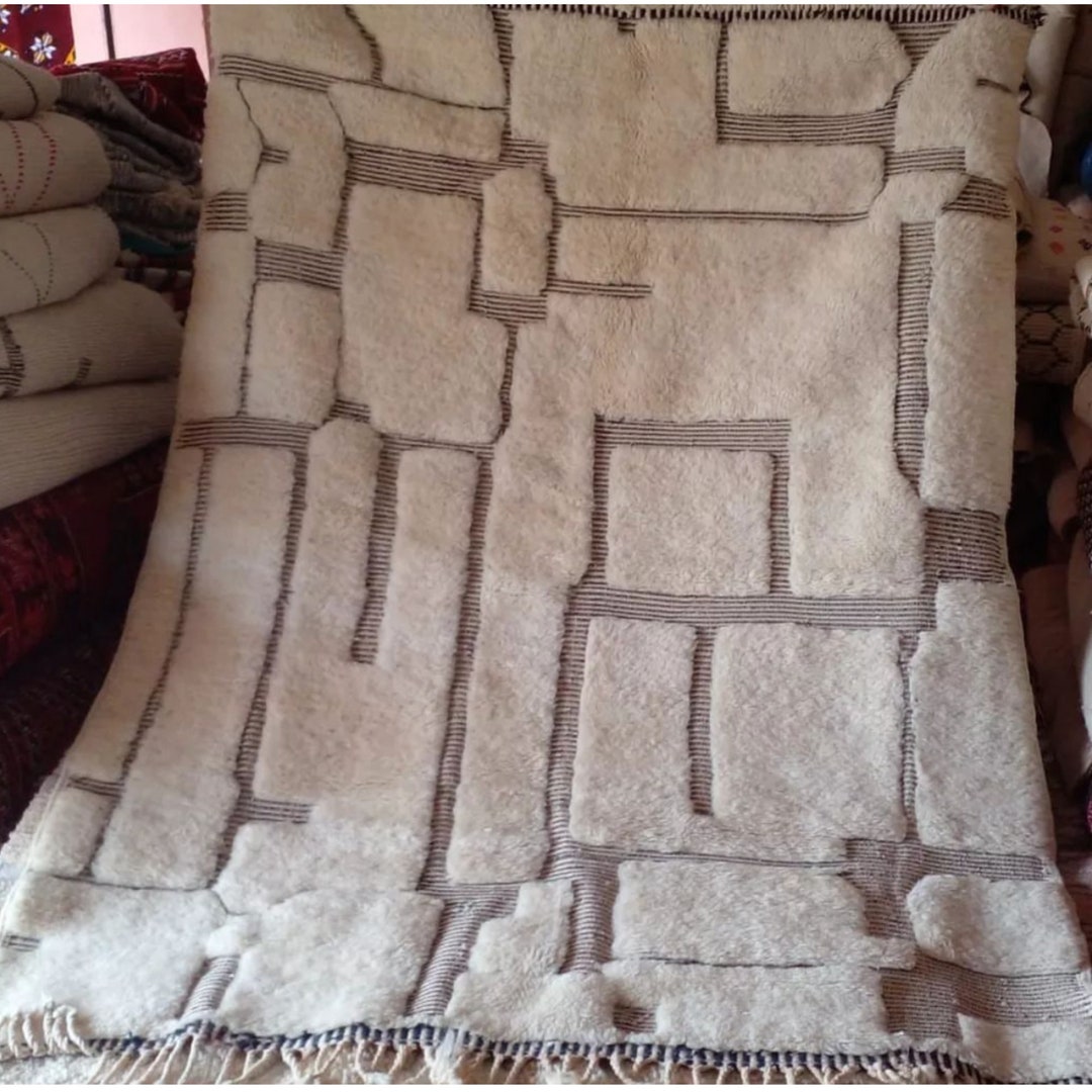 Tapis Marocain Blanc, Tapis Marocain Moderne, Tapis Marocain De Taille ...