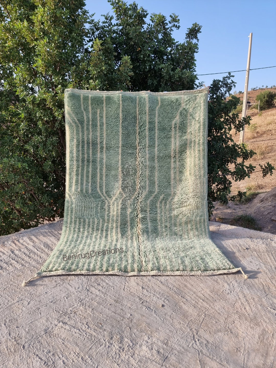 Green Moroccan Rug, Emerald Green Rug , Modern Beni Ouarain Rug, Azilal ...