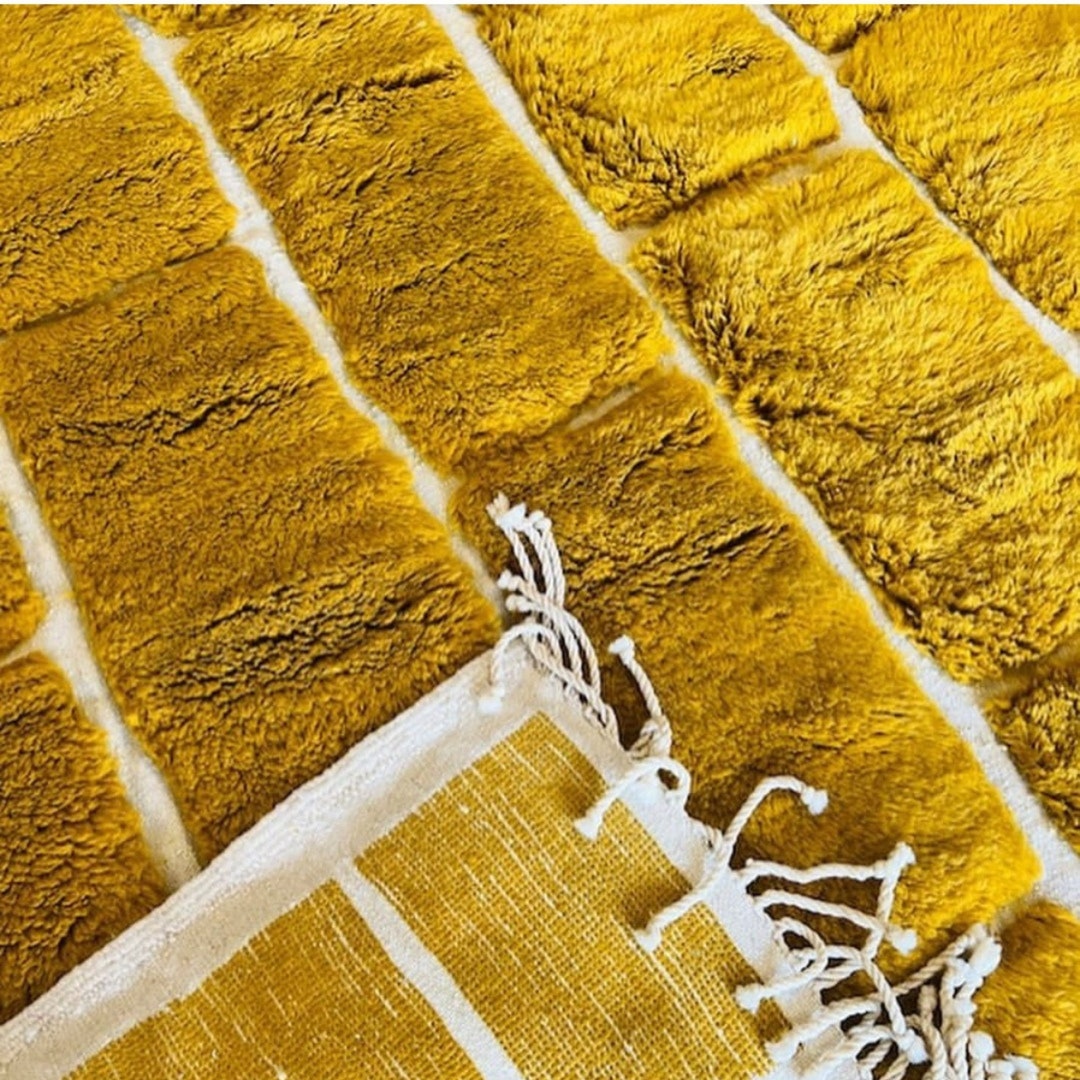 Morrocan Shag Rug , Beni Mrirt Rug 8x10, Mustard Beni Ourain Rug ...