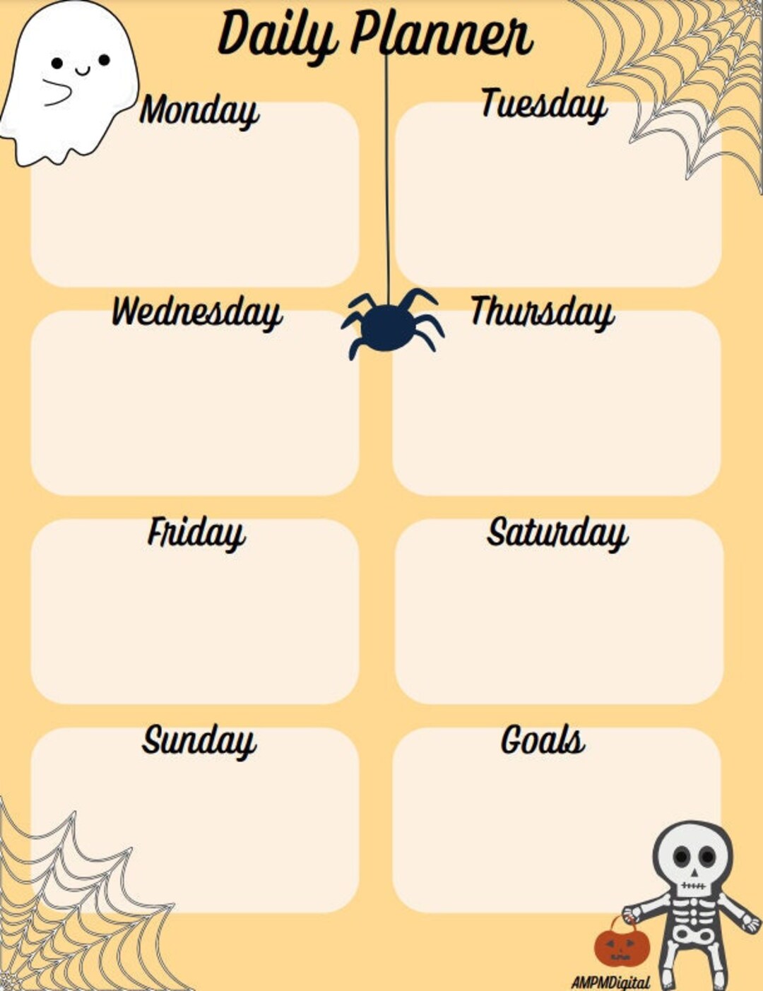 Halloween Daily Planner Cute Digital Download - Etsy