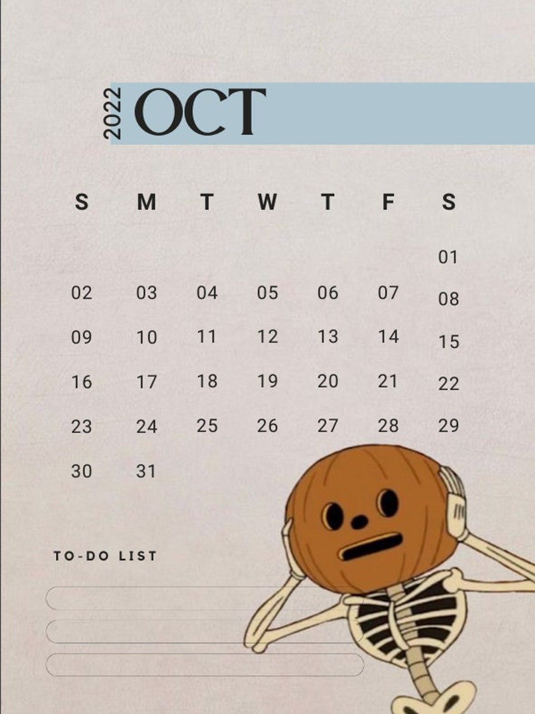 October 2022 Monthly and Weekly Calendar - Etsy