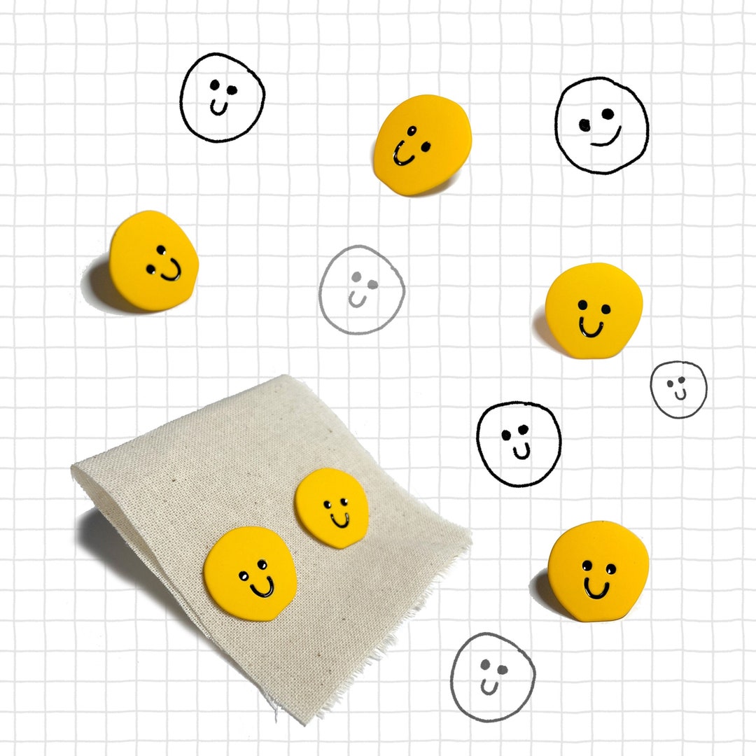 Smiley Face Ear Stud, Happy Face Ear Stud, Sterling Sliver Pin - Etsy