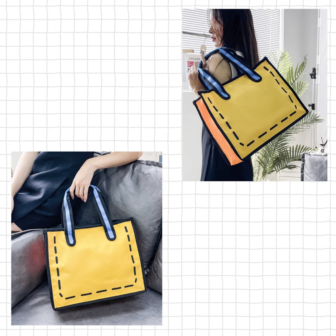 2D Pattern Canvas Bag, Cartoon Graphic Canvas Bag, Unique and Cool ...