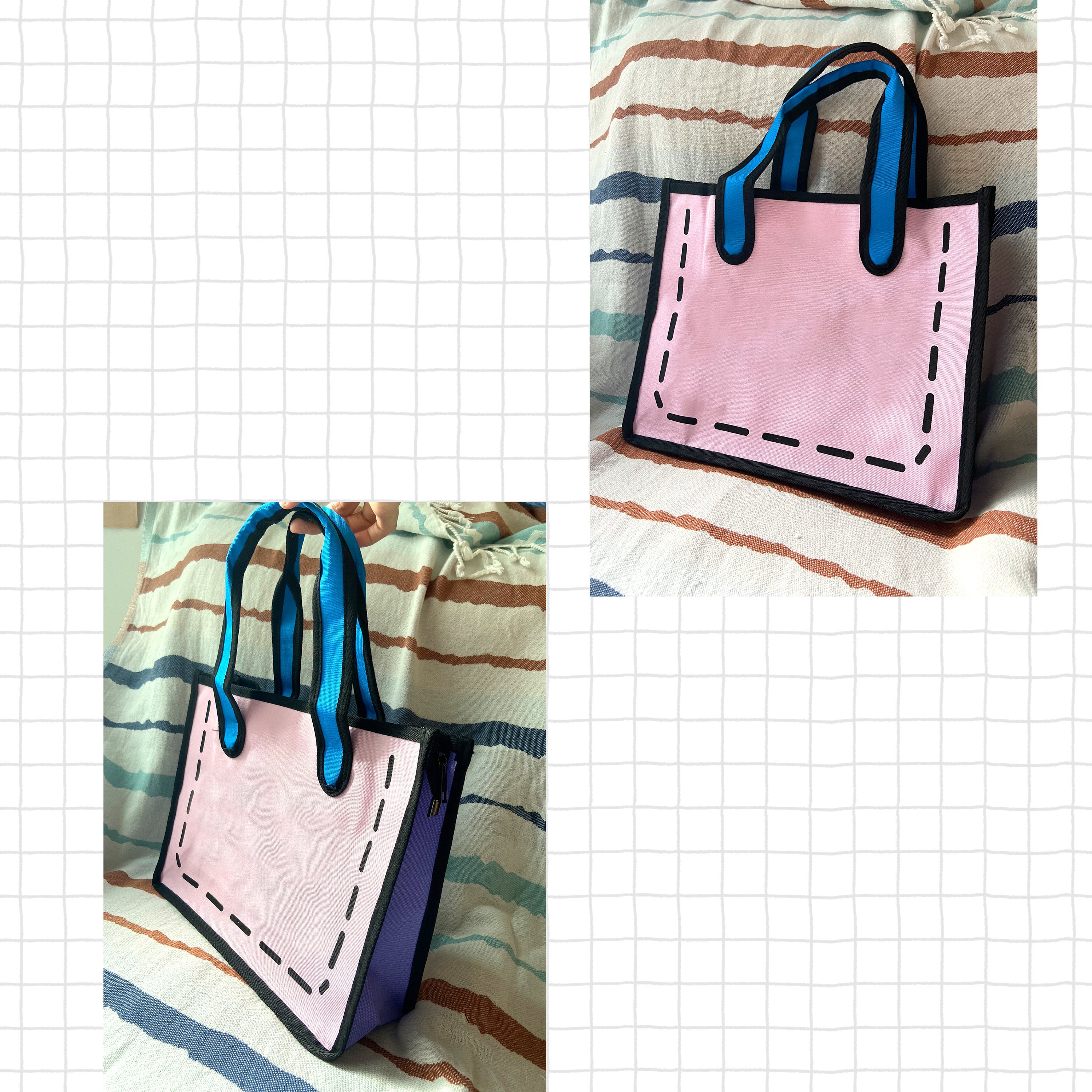 2D Pattern Canvas Bag Cartoon Graphic Canvas Bag Unique and - Etsy