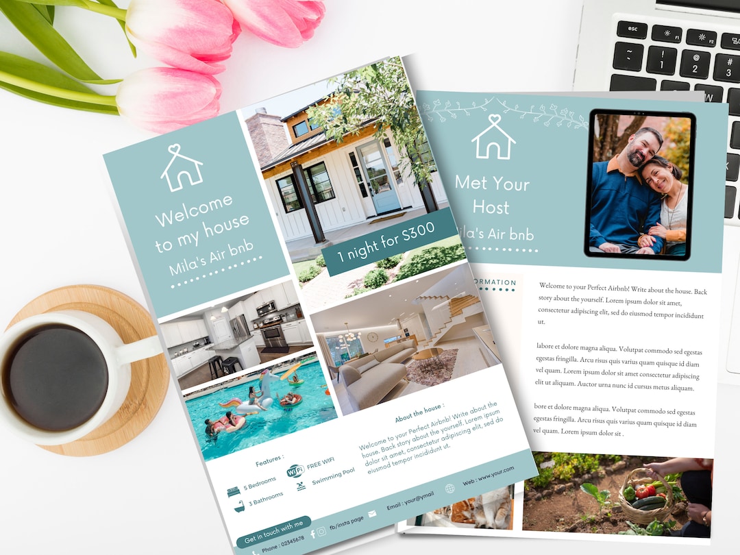 Air Bnb Green Flyers - Editable in Canva. Host Air Bnb Rentals Flyers ...