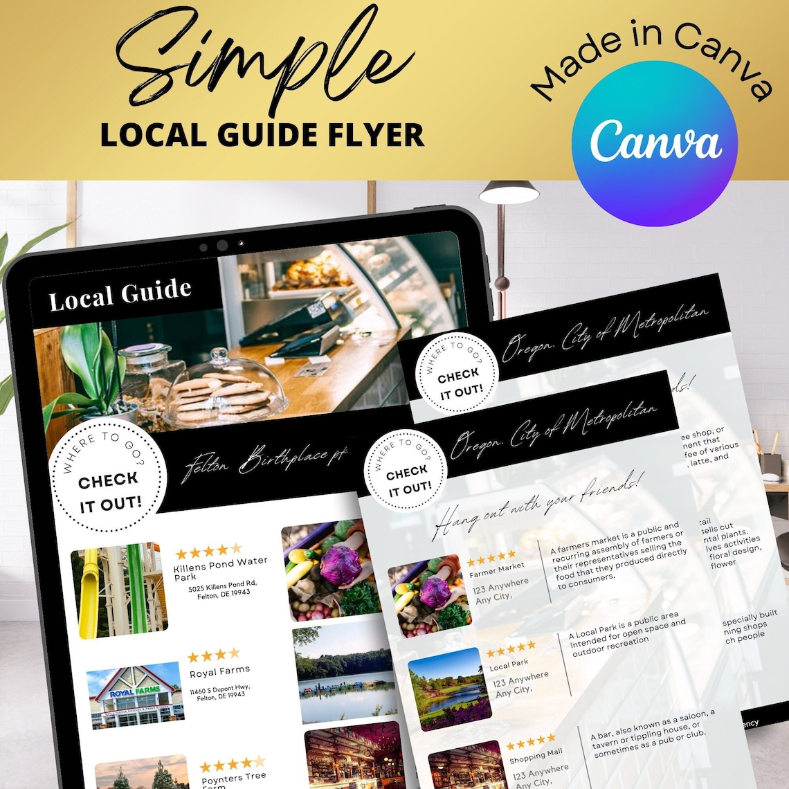 Local Guide Flyer Editable in Canva for Real Estate City Guide Around ...