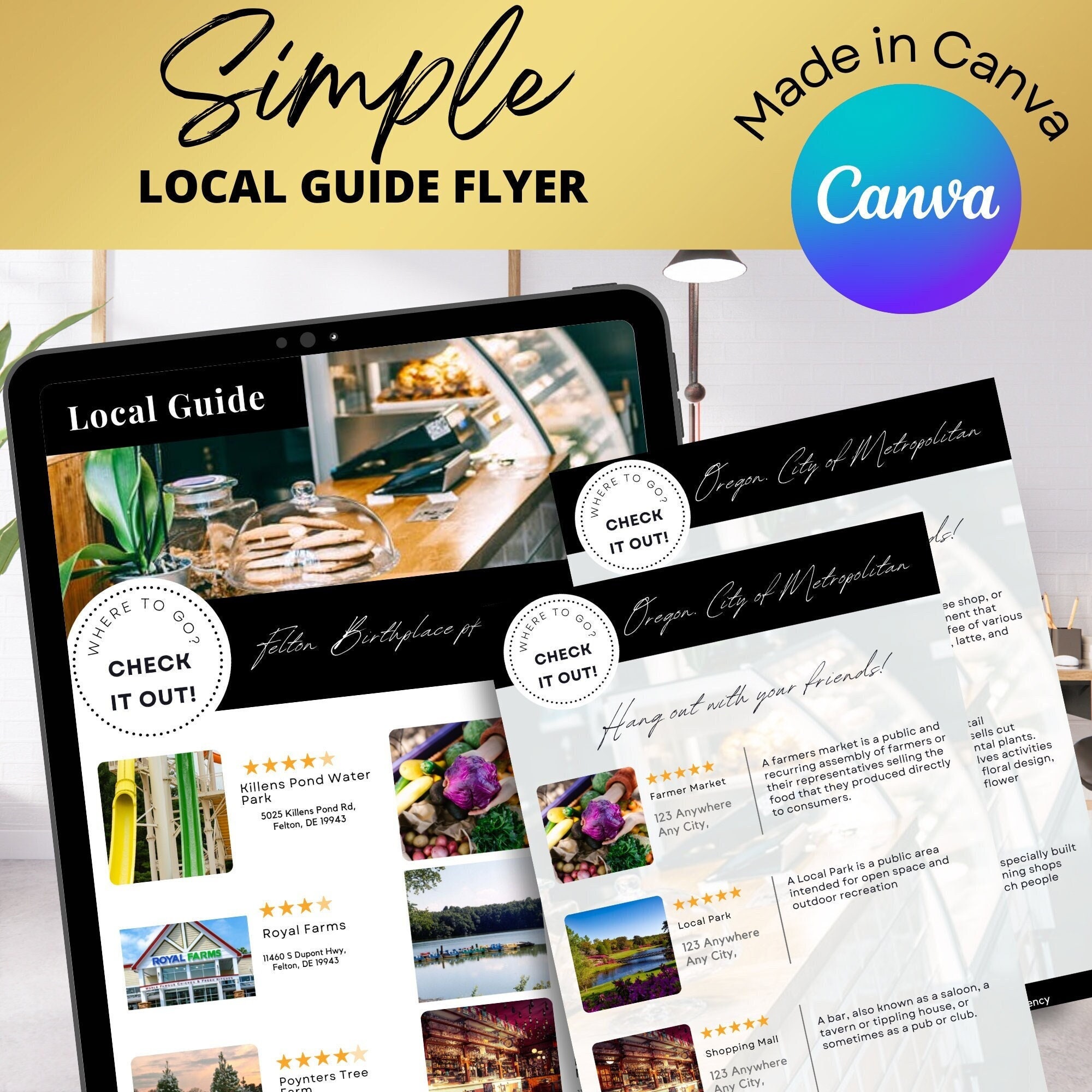 Local Guide Flyer Editable in Canva for Real Estate City Guide Around ...