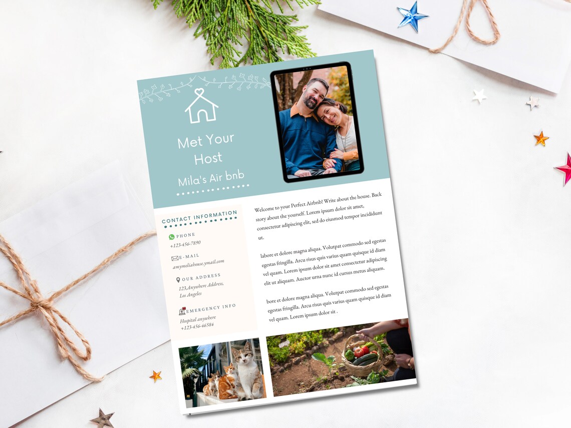 Editable Air BNB Flyer Template: Green Host Rental Design (canva) - Etsy