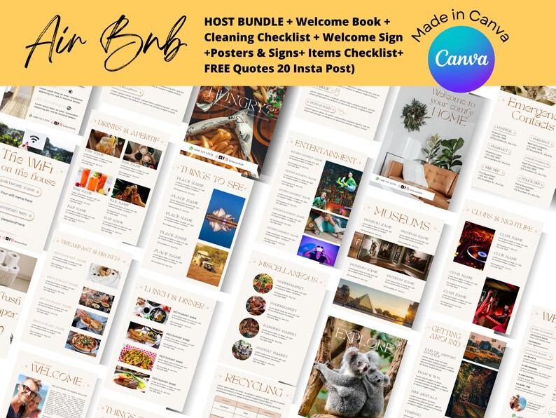 40+ Airbnb Host Bundle Editable in Canva. Welcome Sign, Cleaning ...