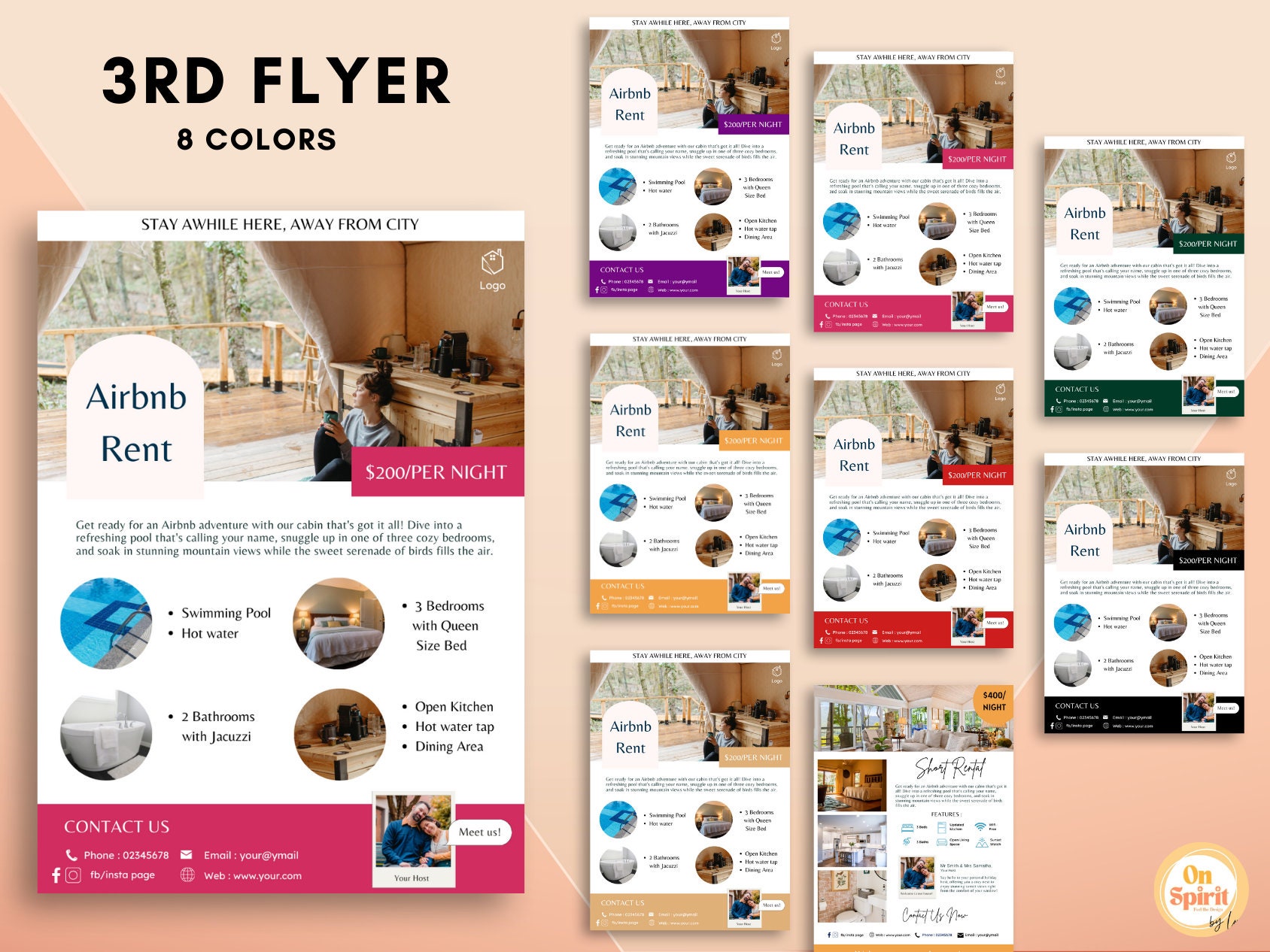 Air Bnb 3 Flyers - Editable in Canva. Host Air Bnb Rentals Flyers, Home ...