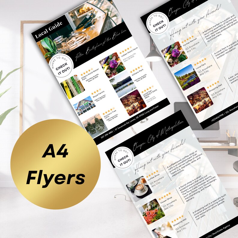 Local Guide Flyer Editable in Canva for Real Estate City Guide Around ...