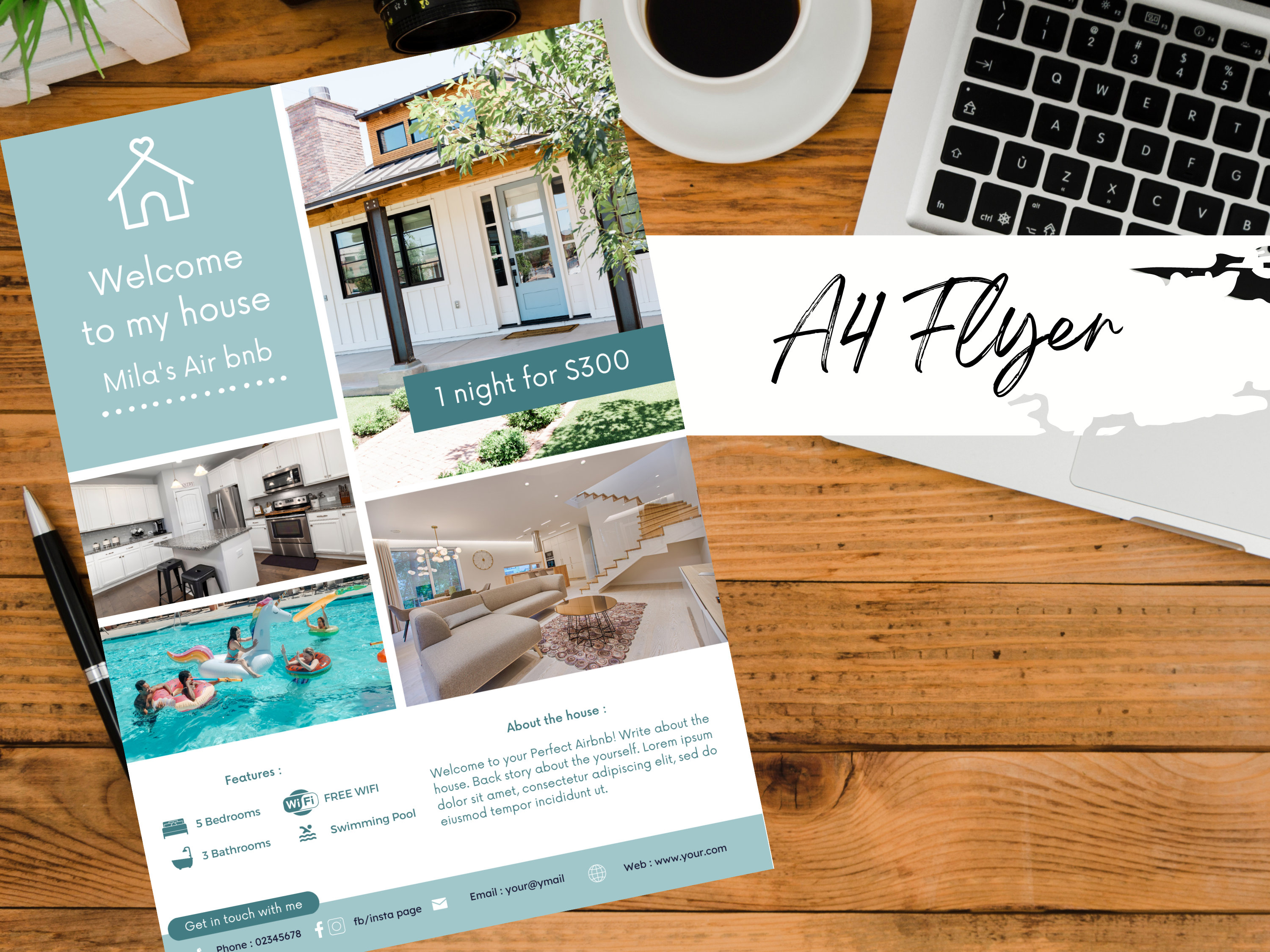Air Bnb Green Flyers - Editable in Canva. Host Air Bnb Rentals Flyers ...