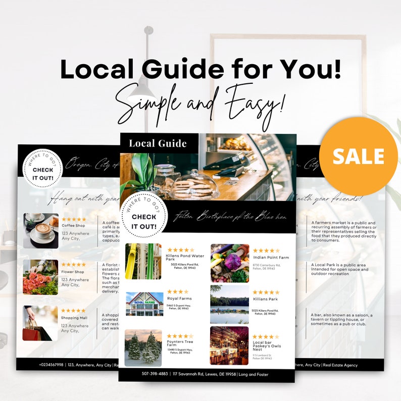 Local Guide Flyer Editable in Canva for Real Estate City Guide Around ...