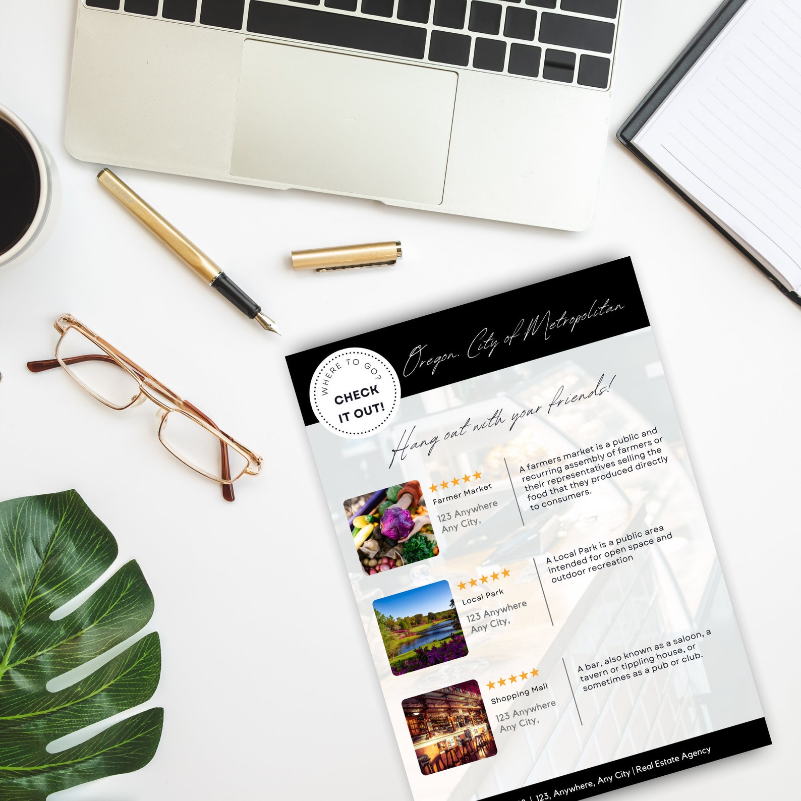 Local Guide Flyer Editable in Canva for Real Estate City Guide Around ...