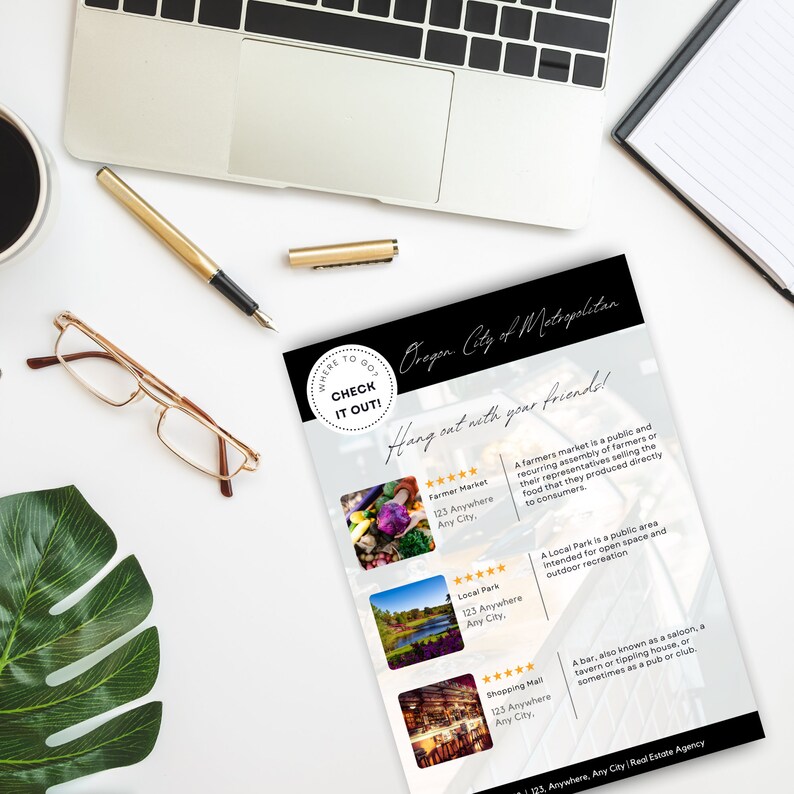 Local Guide Flyer Editable in Canva for Real Estate City Guide Around ...