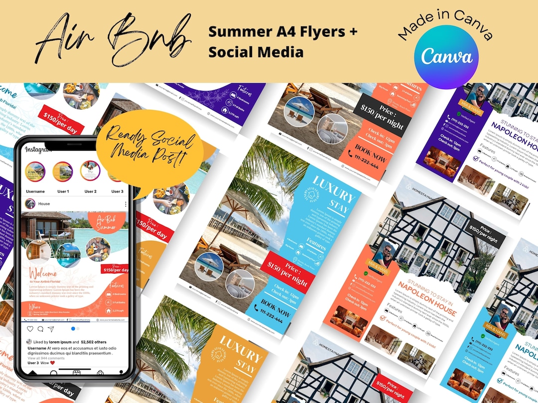 Air Bnb Flyer - Editable in Canva. Host Air Bnb Rentals Flyers ...