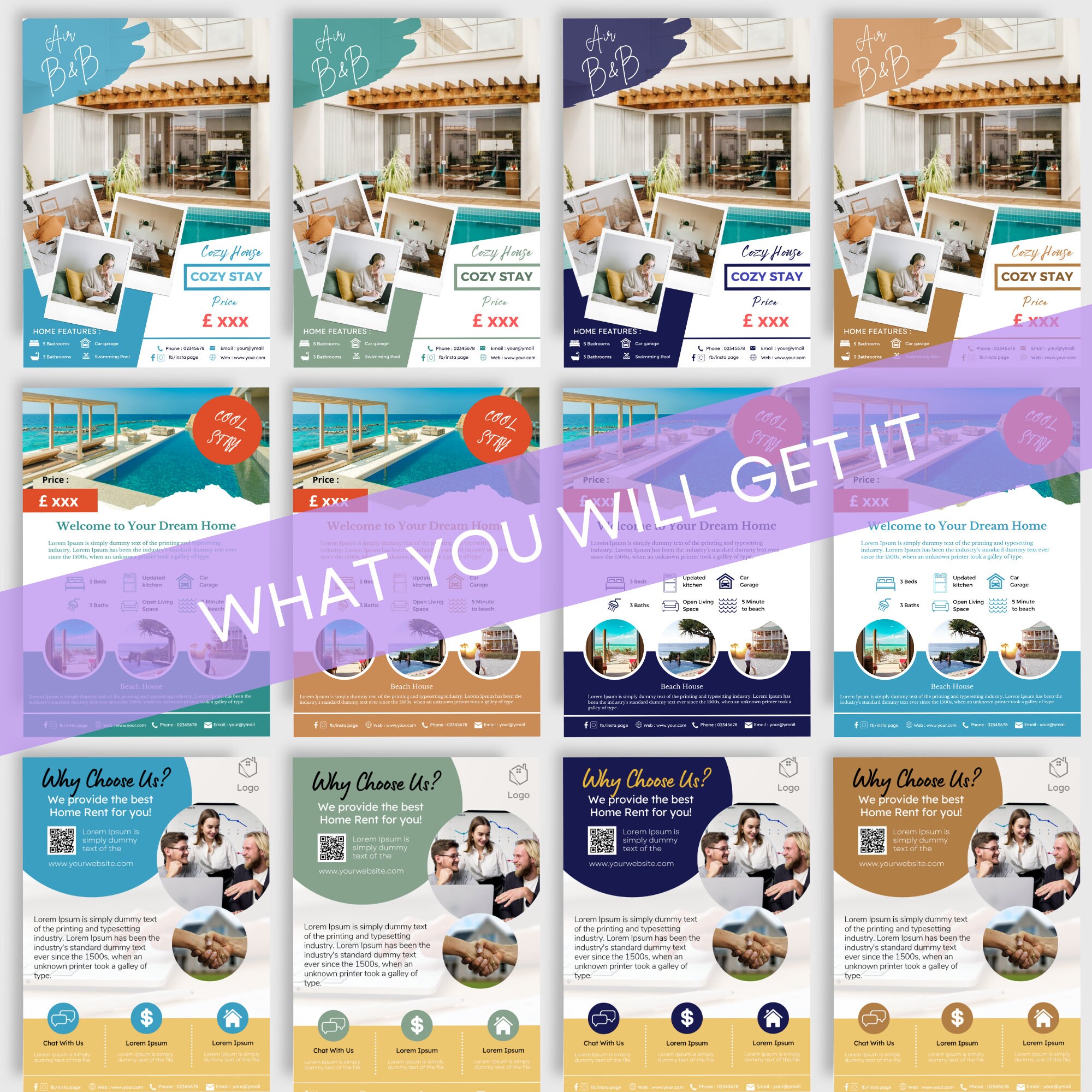 Air Bnb Flyer Editable in Canva. Host Air Bnb Rentals Flyers Templates ...