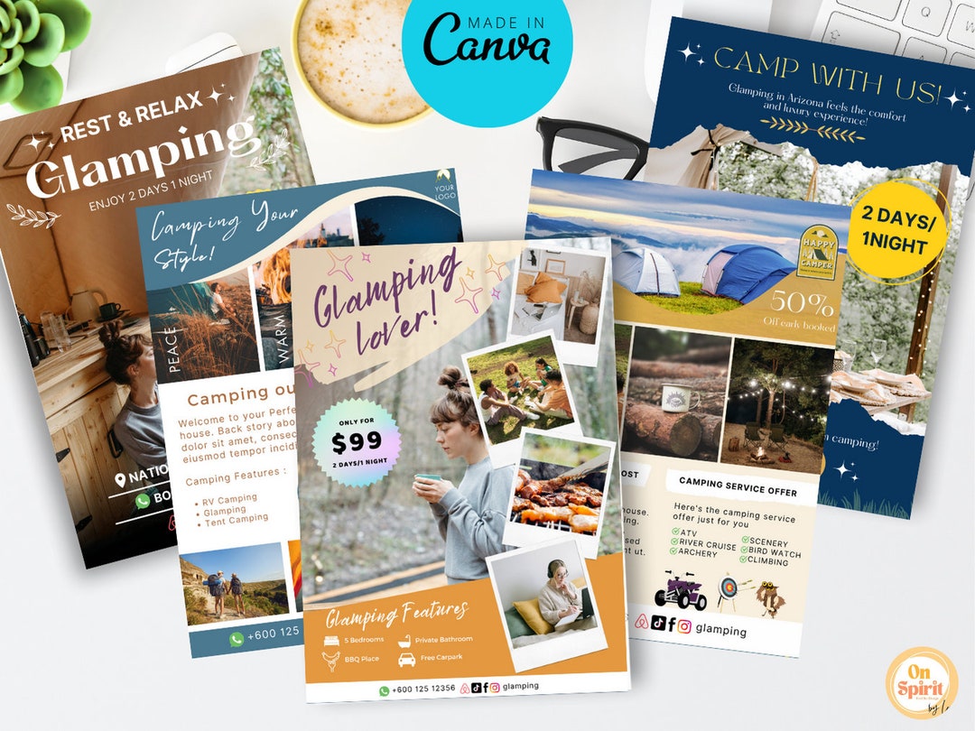 Camping or Glamping Flyer - Editable in Canva. Host Rentals Flyers ...