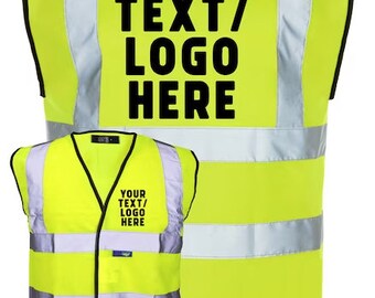 Custom Printed Hi-viz Vest Personalised Garment Photo Text Adults Hivis ...