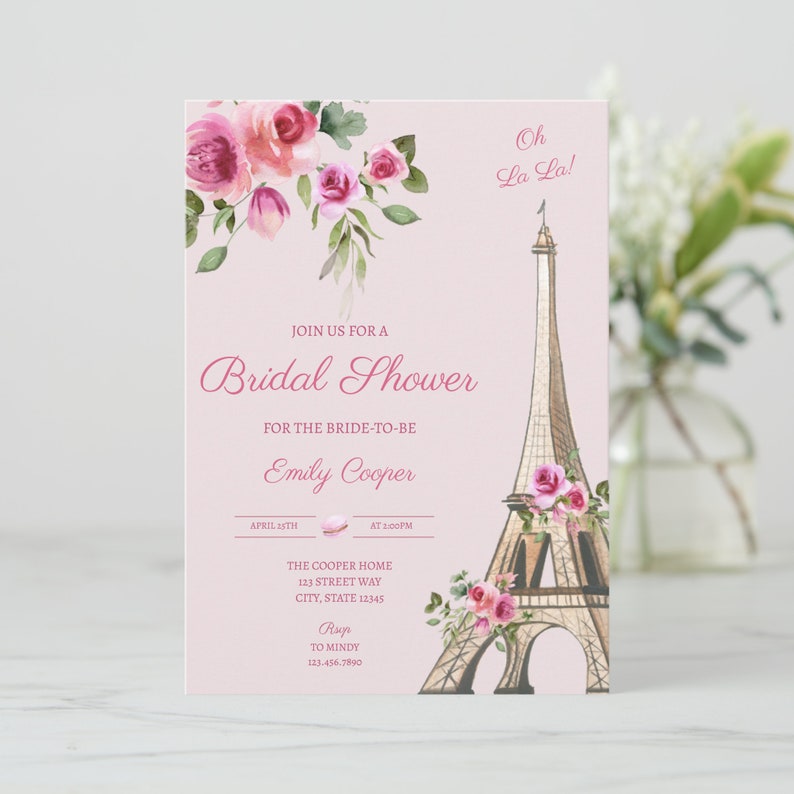 Parisian Bridal Shower Invitation Bundle Invitation, Welcome Sign, Menu ...